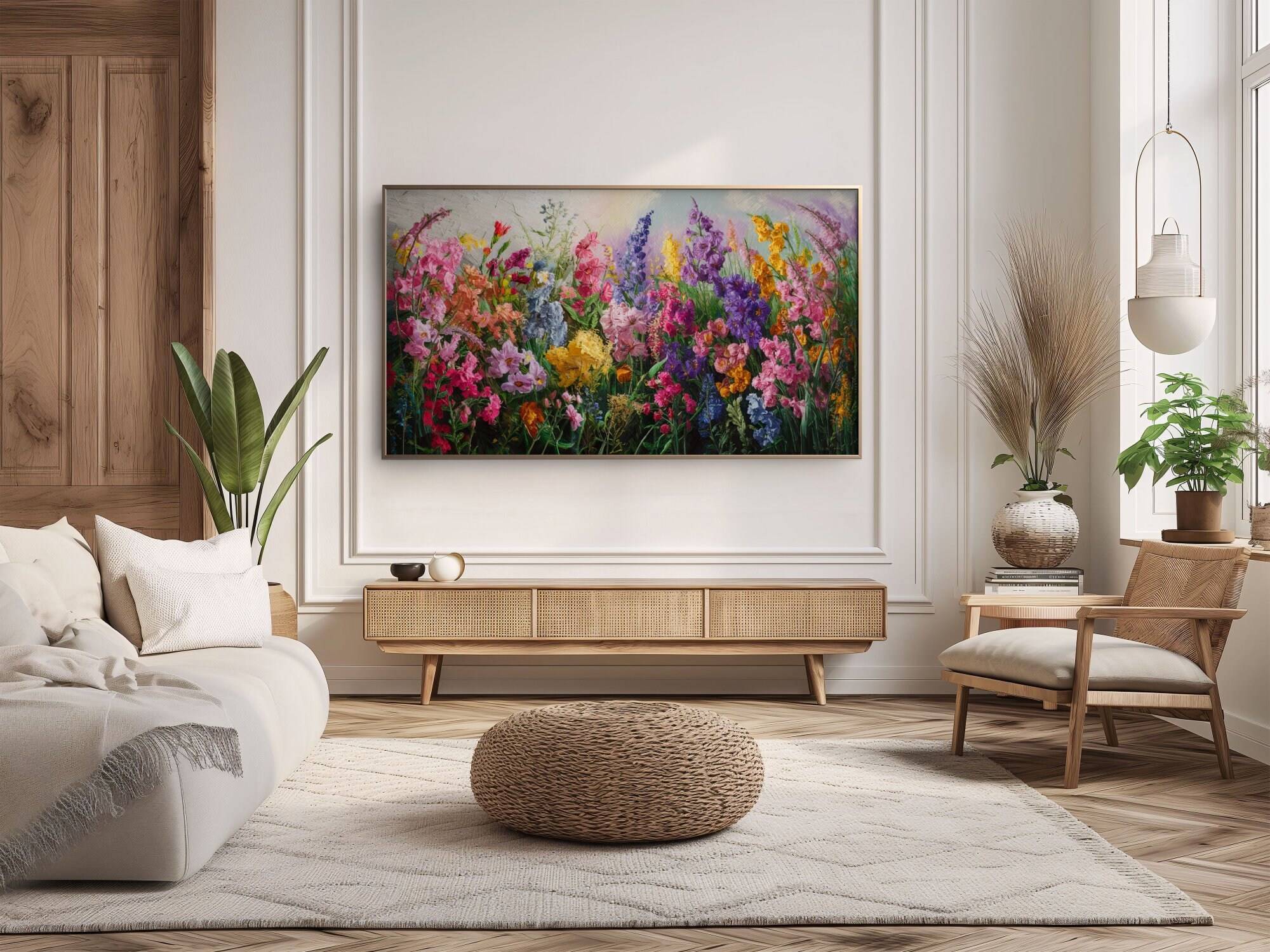 Colorful Wildflower Frame Tv Art, Floral Landscape Art Tv Decor ...