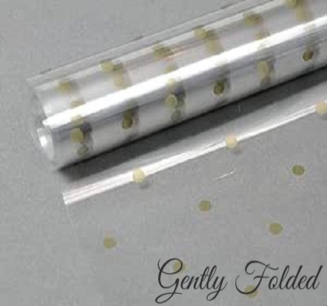 GOLD DOT CELLOPHANE Gift Wrap Christmas Hamper Baby Flowers Bouquet ...