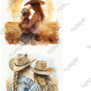 Western Mom and Daughter -cowgirl- Mother Day Edible Print for Cake - Etsy