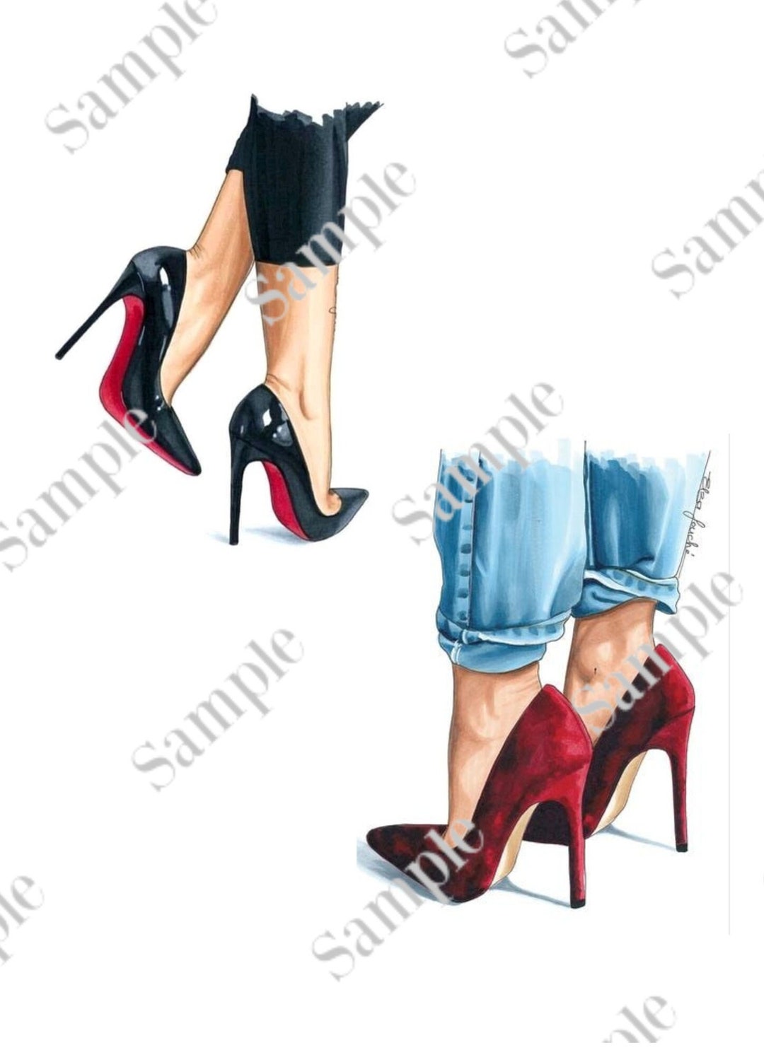 Fashion Accessories Makeup Bag Shoes Lips Edible Pictures Cake Topper ...