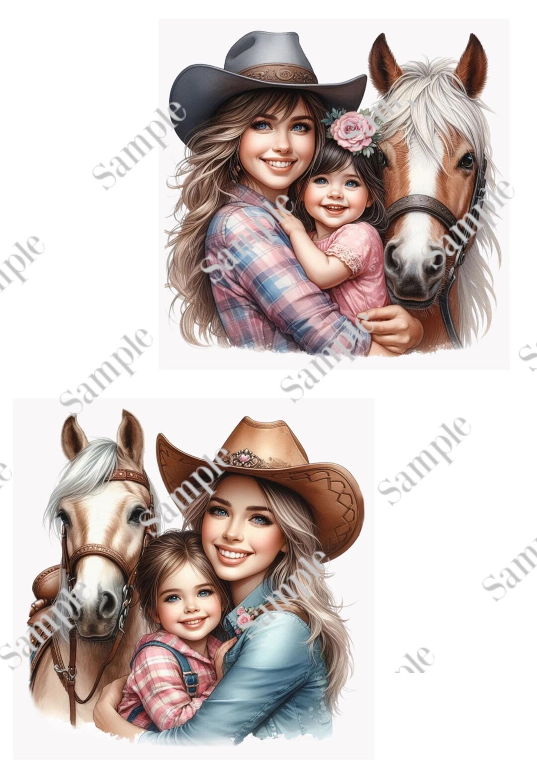 Western Mom and Daughter -cowgirl- Mother Day Edible Print for Cake - Etsy