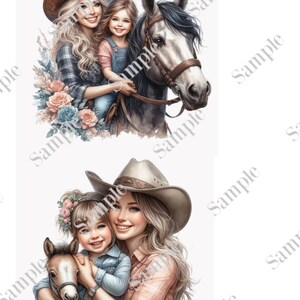 Western Mom and Daughter -cowgirl- Mother Day Edible Print for Cake - Etsy