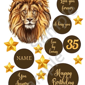 Lion Art Printed Cake Topper - Etsy