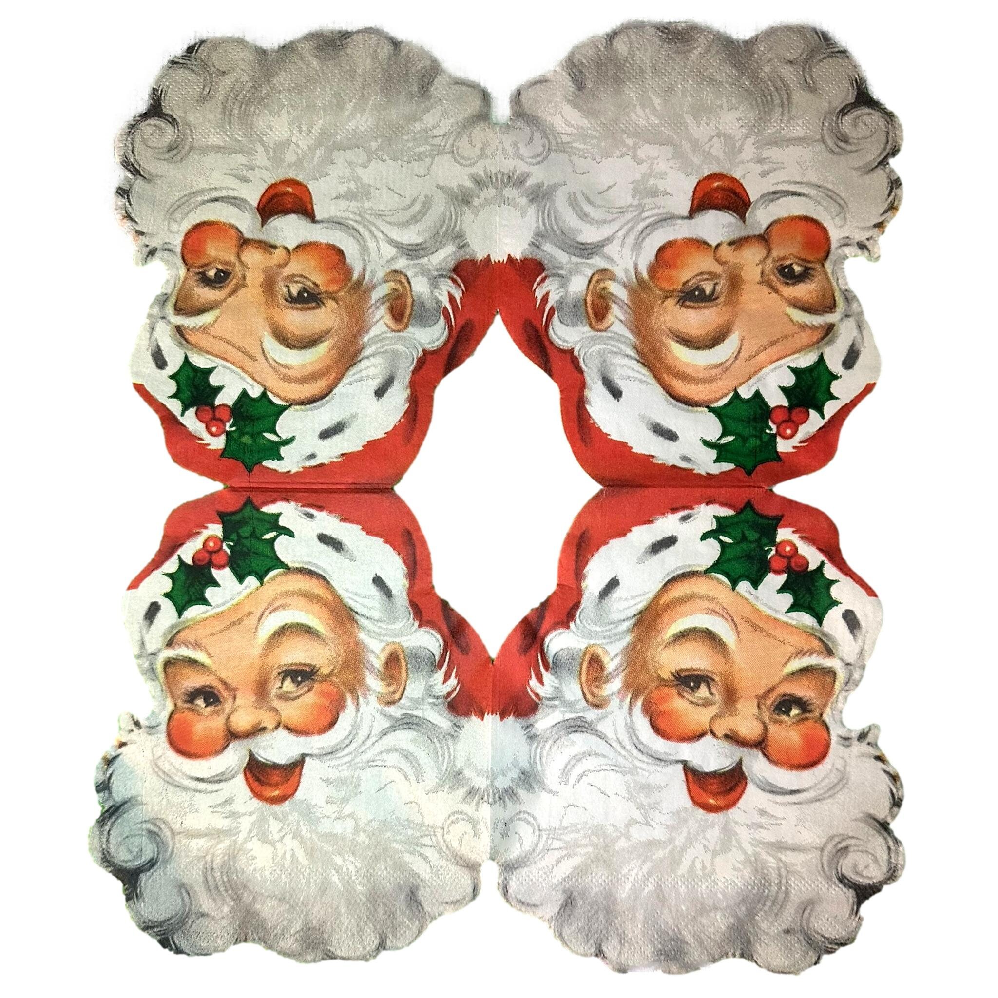 2 Decoupage Paper Napkins in the Shape of a Vintage Santa Face - Etsy