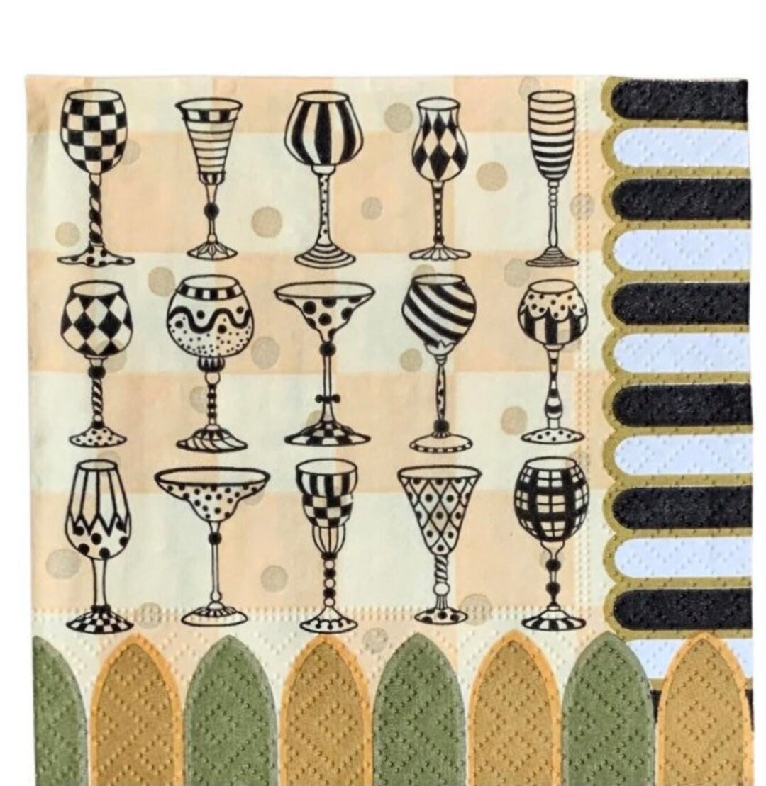 2 Mackenzie Childs Golden Hours Glasses Cocktail Napkins - Etsy