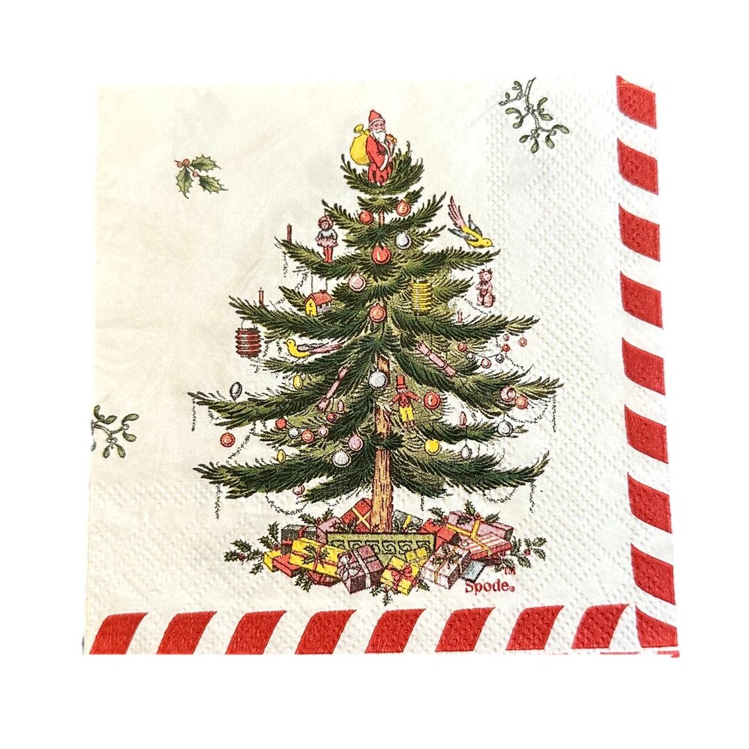 2 Decoupage Paper Cocktail Spode Christmas Tree Napkins - Etsy