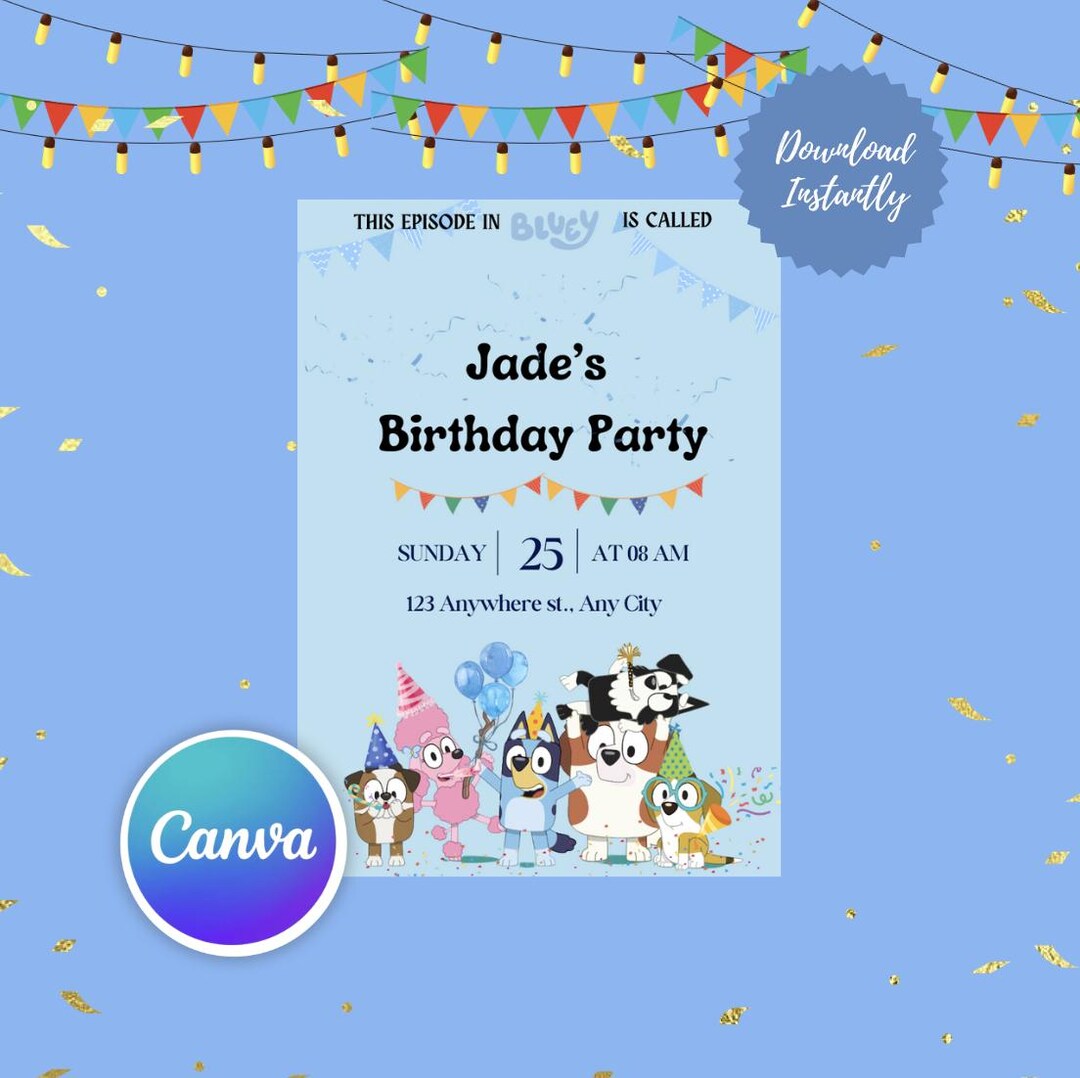 Bluey Birthday Editable Template Invitation - Etsy