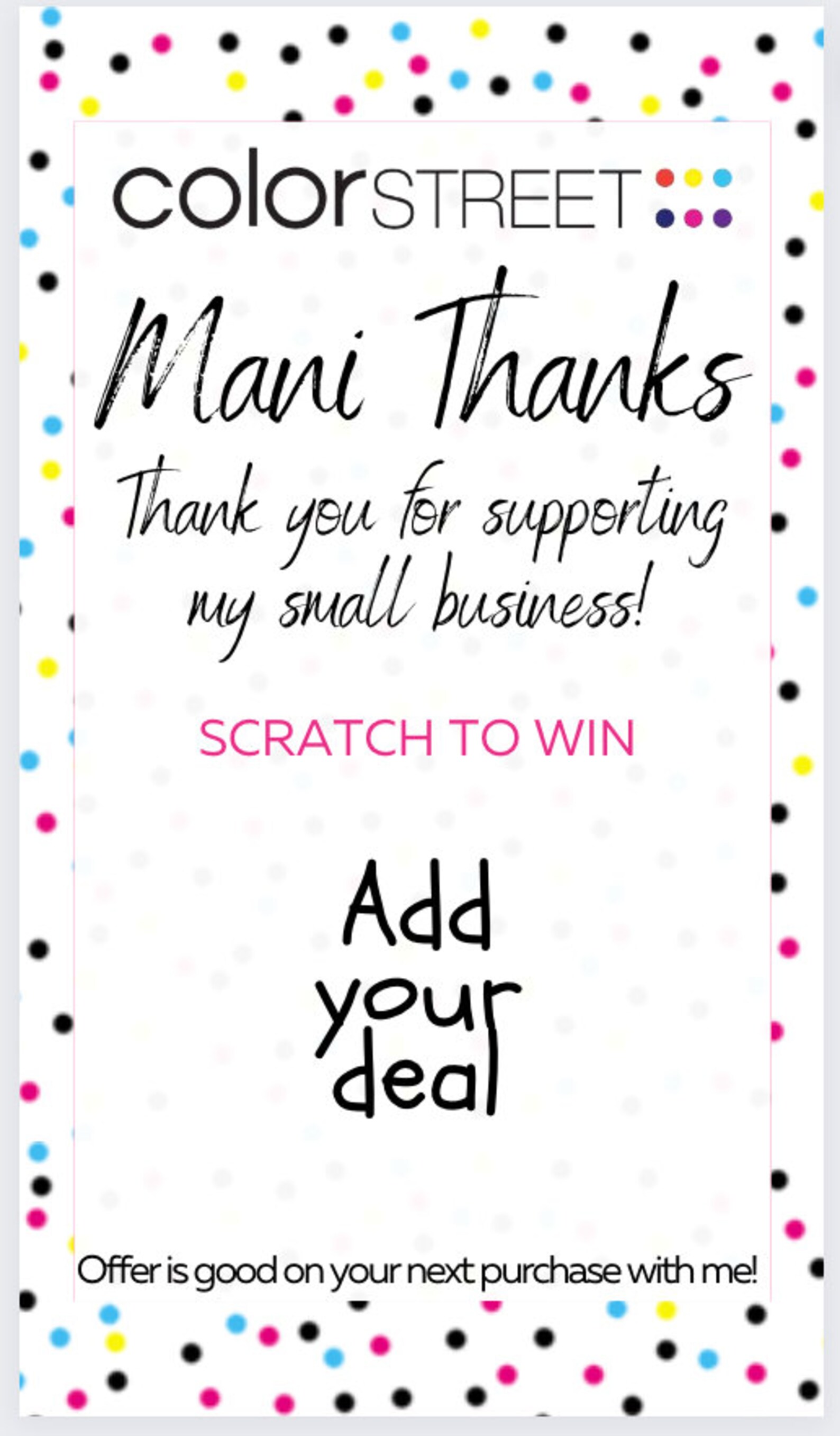 Mani Thank Cards, Color Street Scratch off Cards, Business Materials ...