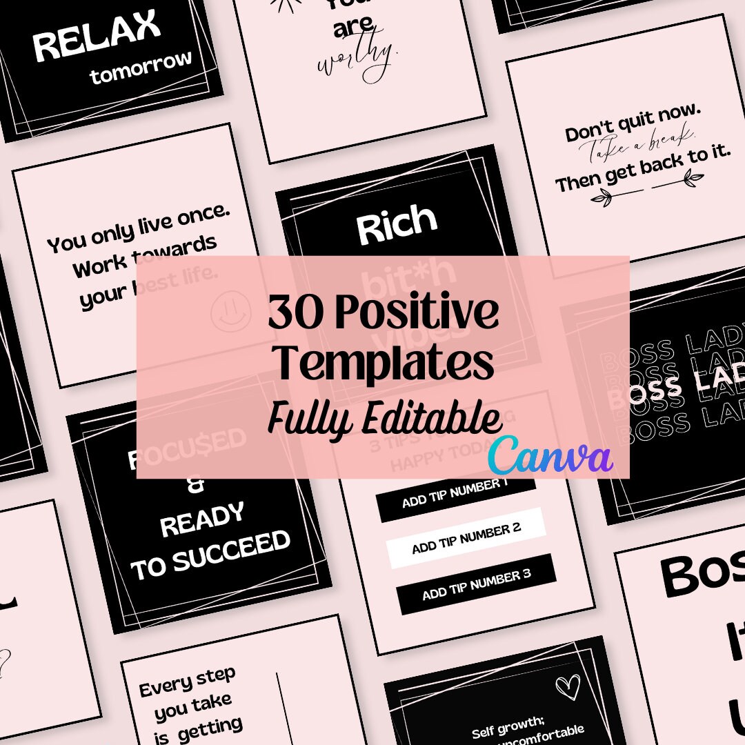 30 Positive Instagram Post Templates, Editable Instagram Posts, Boss ...
