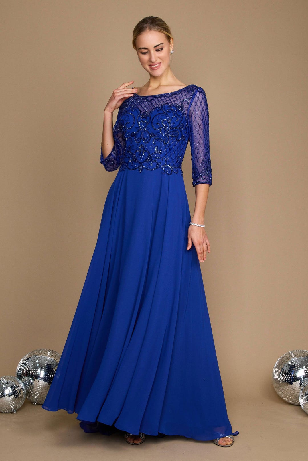 Long Sleeve Hand Beaded Mother of the Bride Dress - Etsy