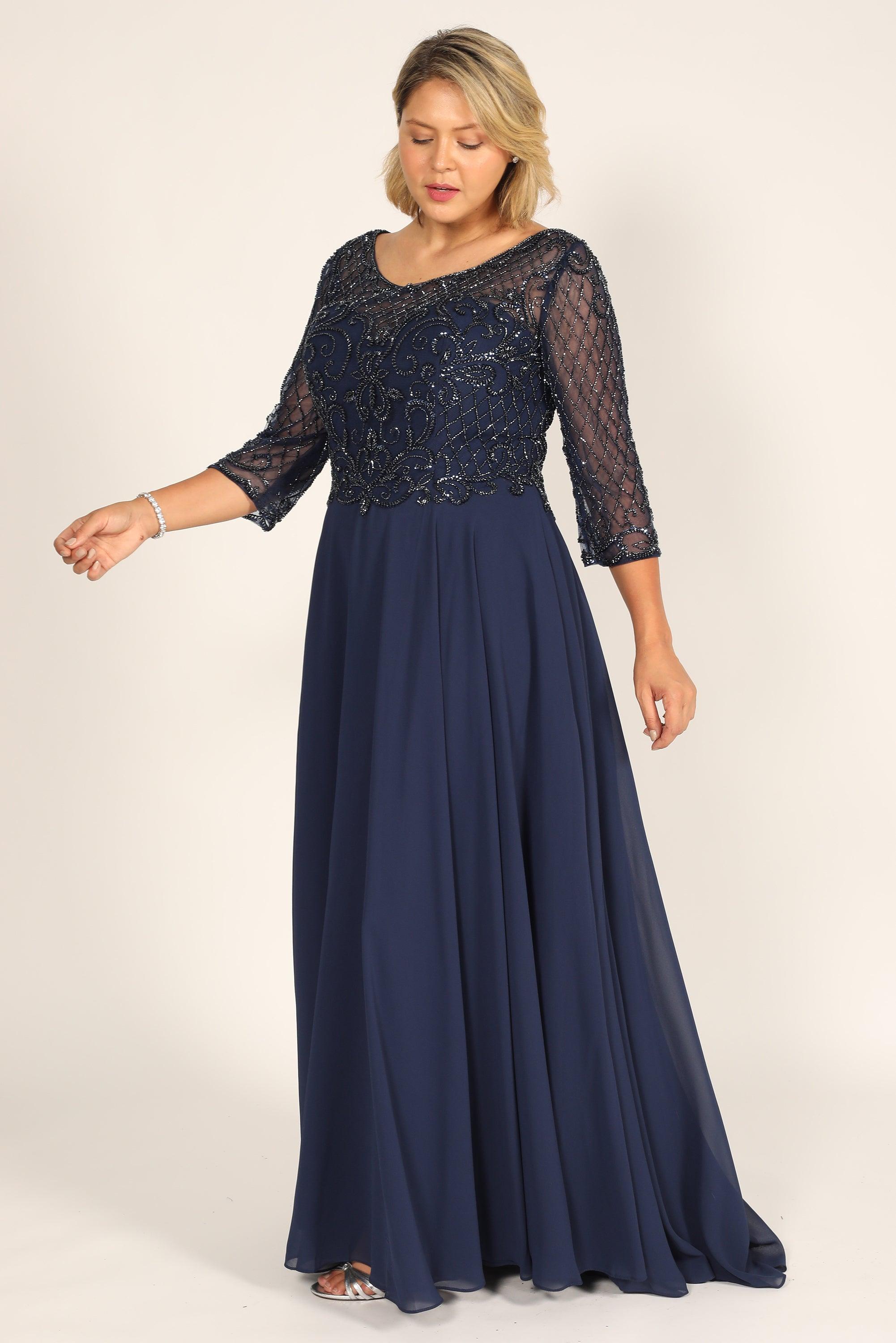 Long Sleeve Hand Beaded Mother of the Bride Dress - Etsy