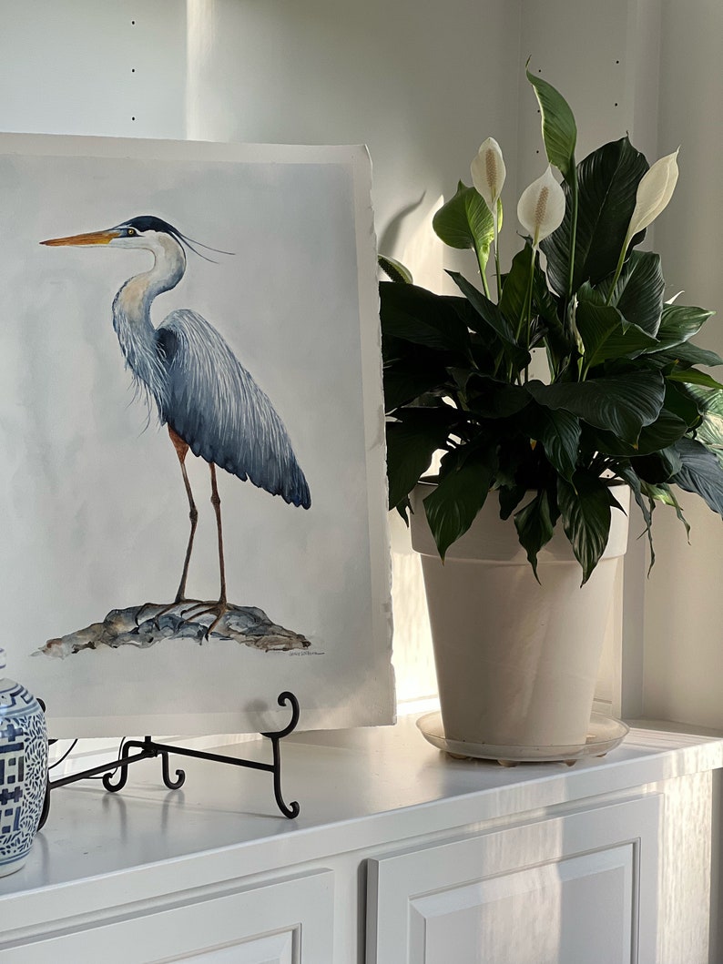 Great Blue Heron Original Fine Art Watercolor Painting Heron - Etsy