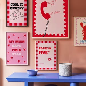 Ready in Five, Fun Girly Wall Art, Pink and Red Poster, Dressing Room ...