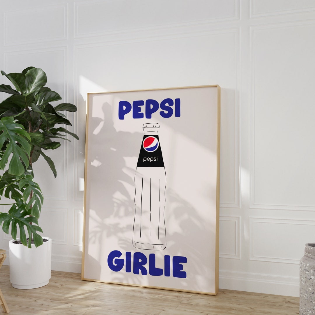 Pepsi Wall Print, Blue Typography Wall Art, Drink Poster, Pespi Lover ...