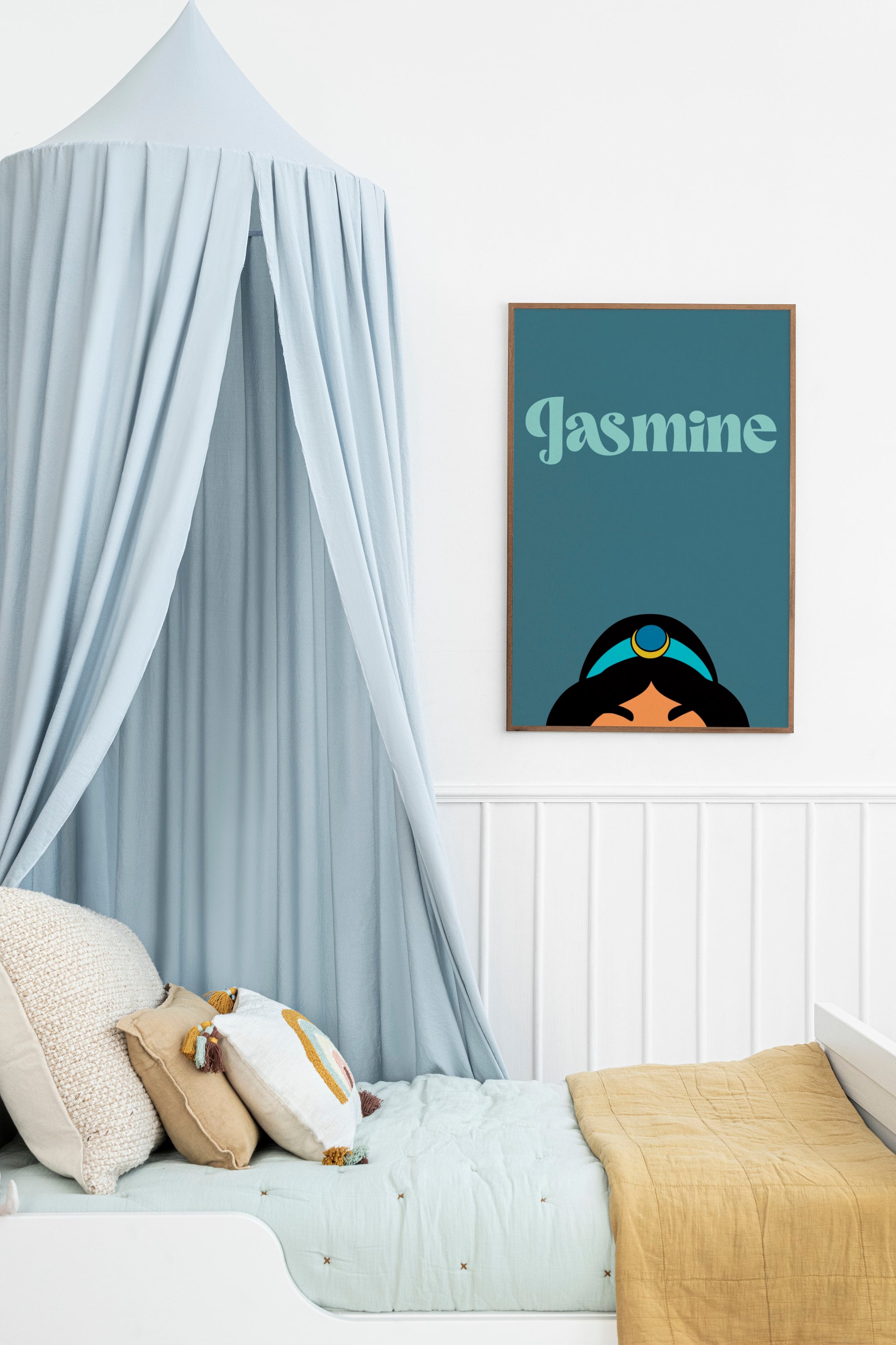 Princess Jasmine Print, Princess Wall Art, Blue Girl Bedroom Print ...