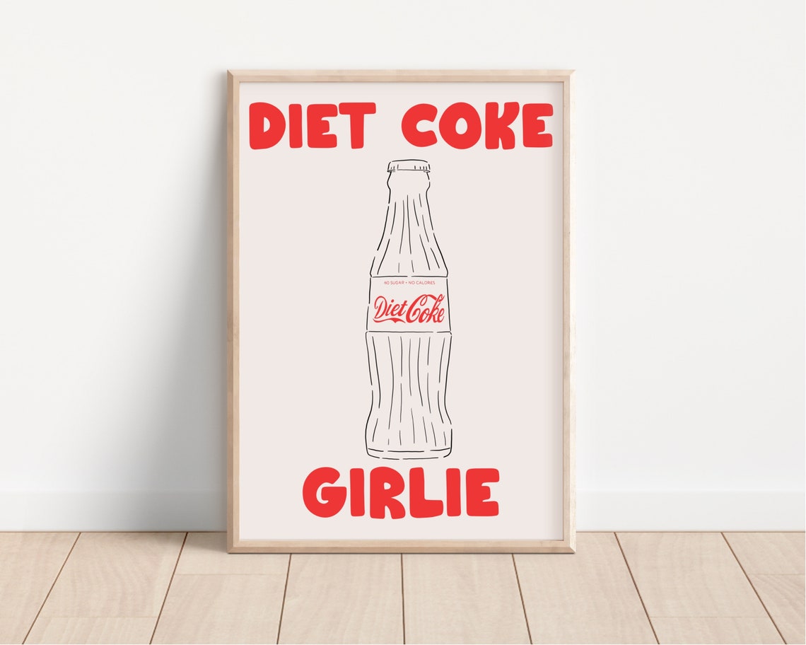 Diet Coke Girlie Print, Modern Typography Poster, Trendy Kitchen Wall ...
