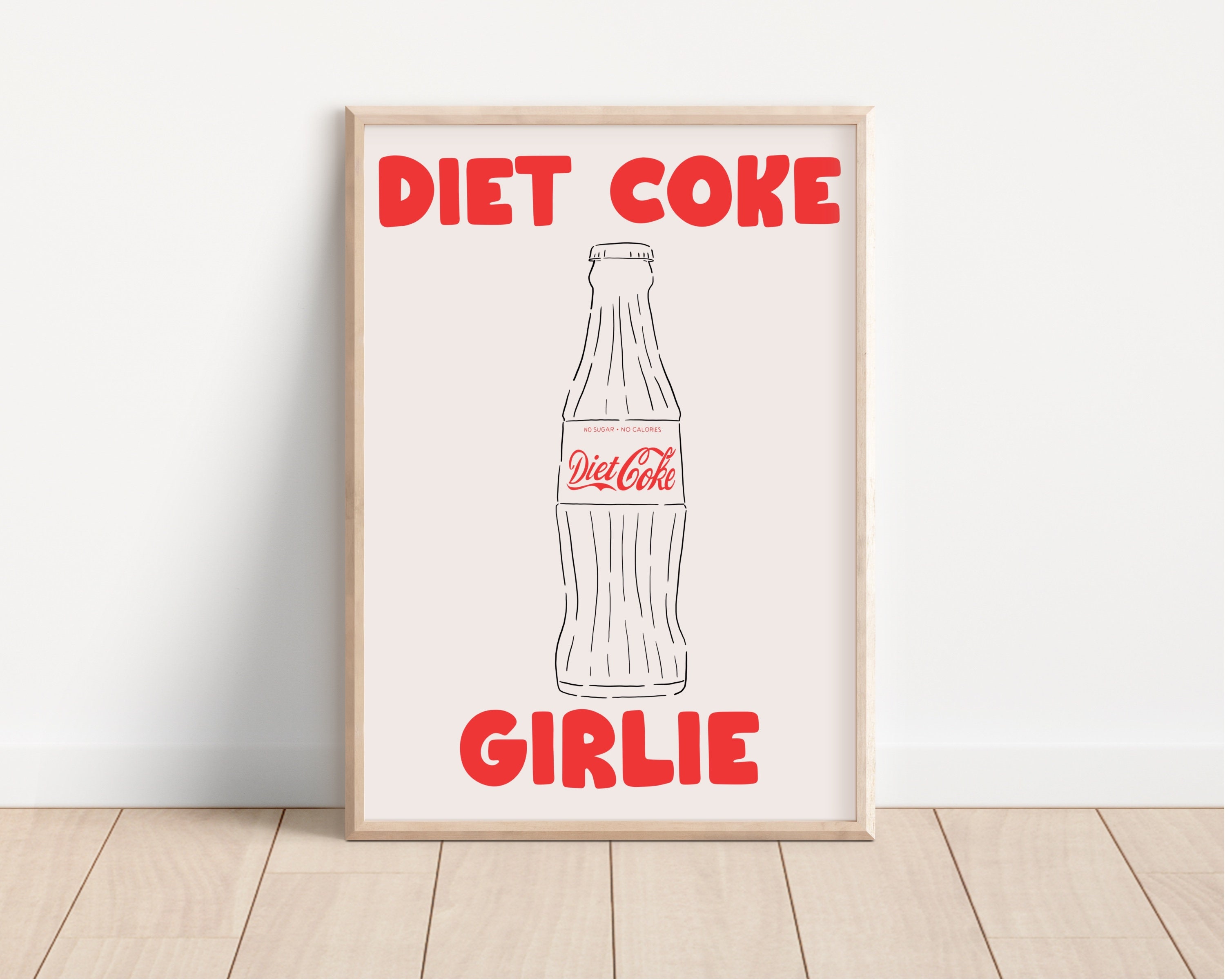 Diet Coke Girlie Print, Modern Typography Poster, Trendy Kitchen Wall ...