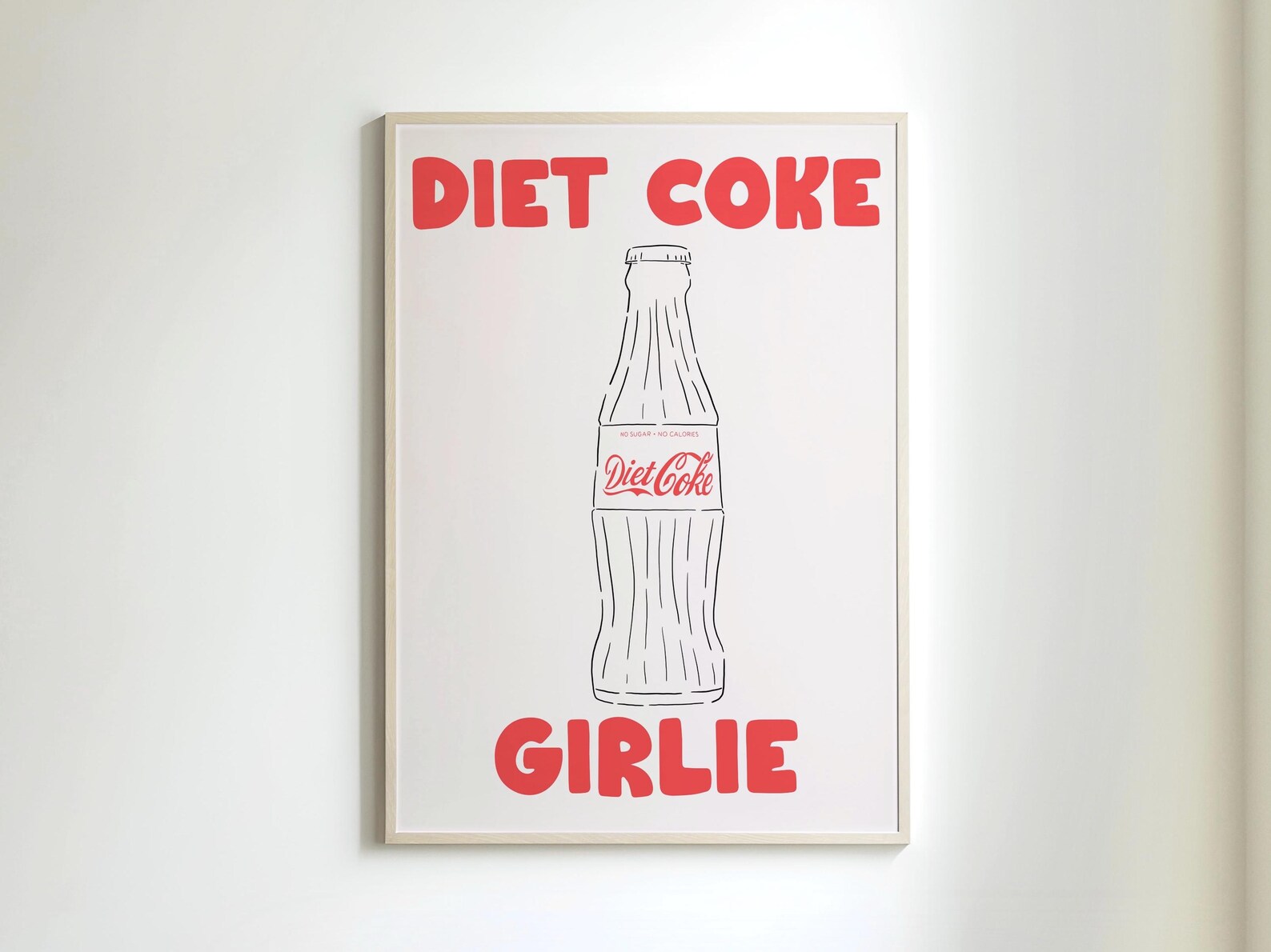 Diet Coke Girlie Print, Modern Typography Poster, Trendy Kitchen Wall ...