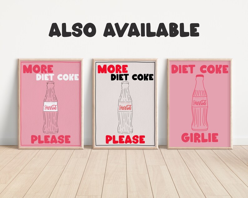 Diet Coke Girlie Print, Modern Typography Poster, Trendy Kitchen Wall ...
