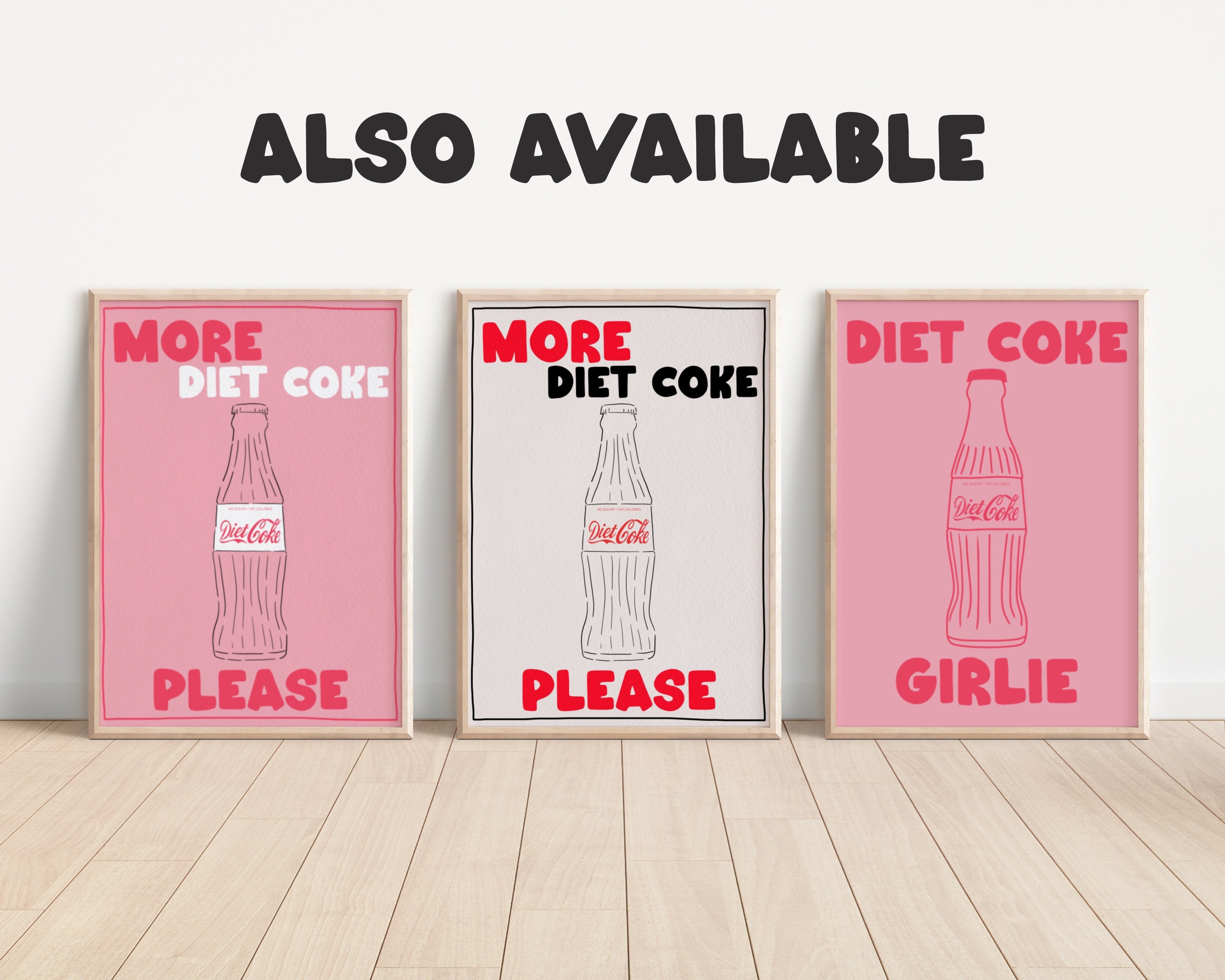 Diet Coke Girlie Print, Modern Typography Poster, Trendy Kitchen Wall ...
