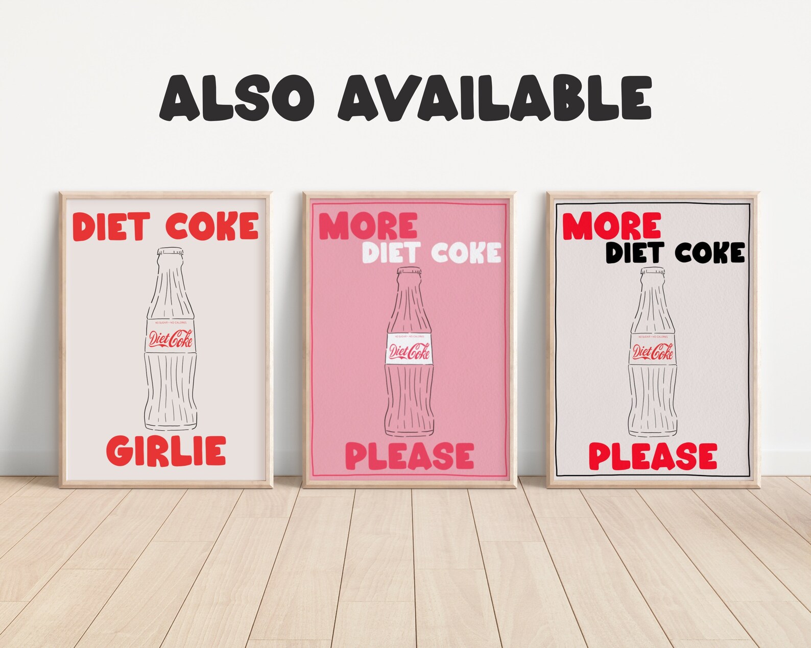 Diet Coke Girlie Print, Modern Typography Wall Art, Trendy Pink Poster ...