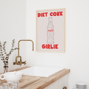 Diet Coke Girlie Print, Modern Typography Poster, Trendy Kitchen Wall ...