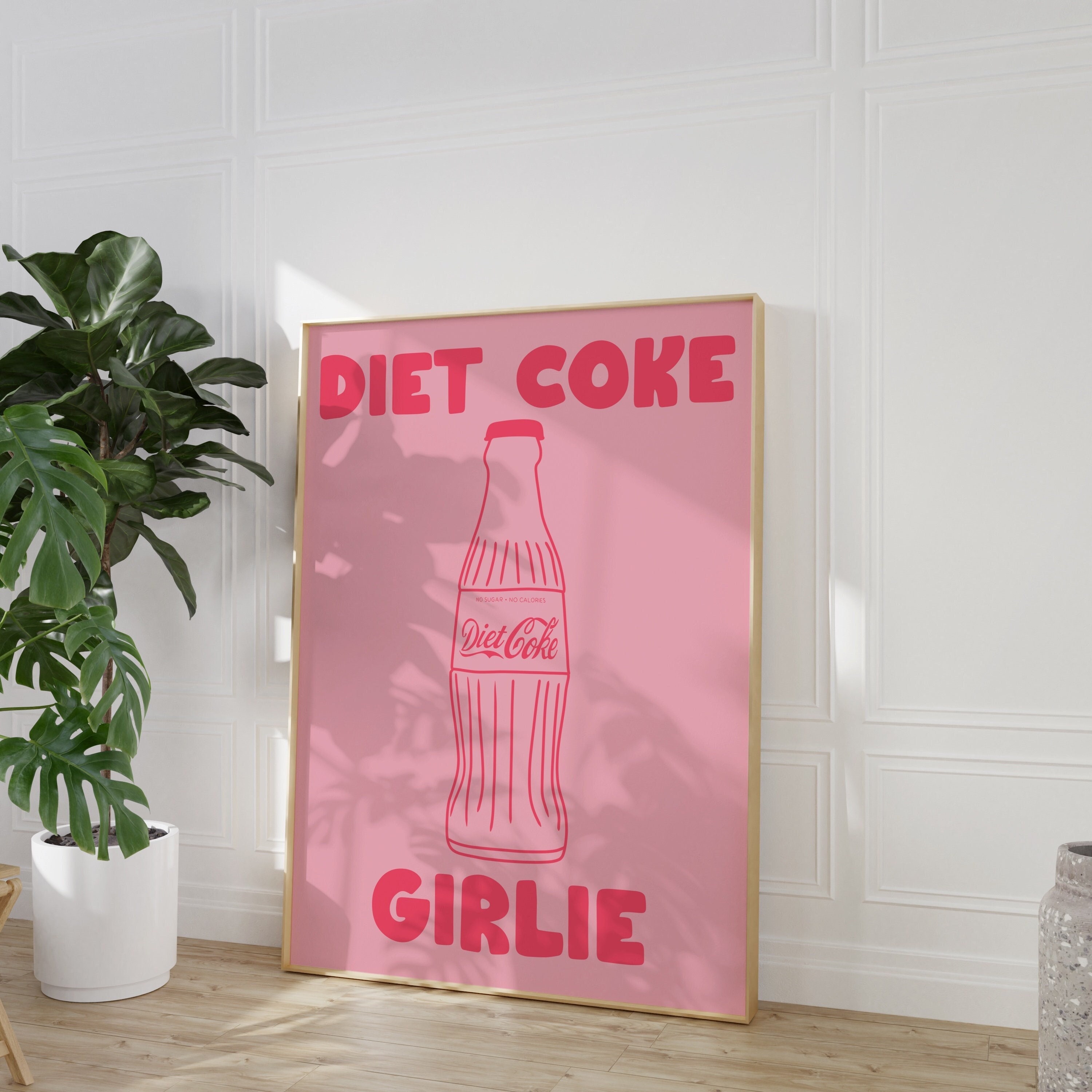 Diet Coke Girlie Print, Modern Typography Wall Art, Trendy Pink Poster ...