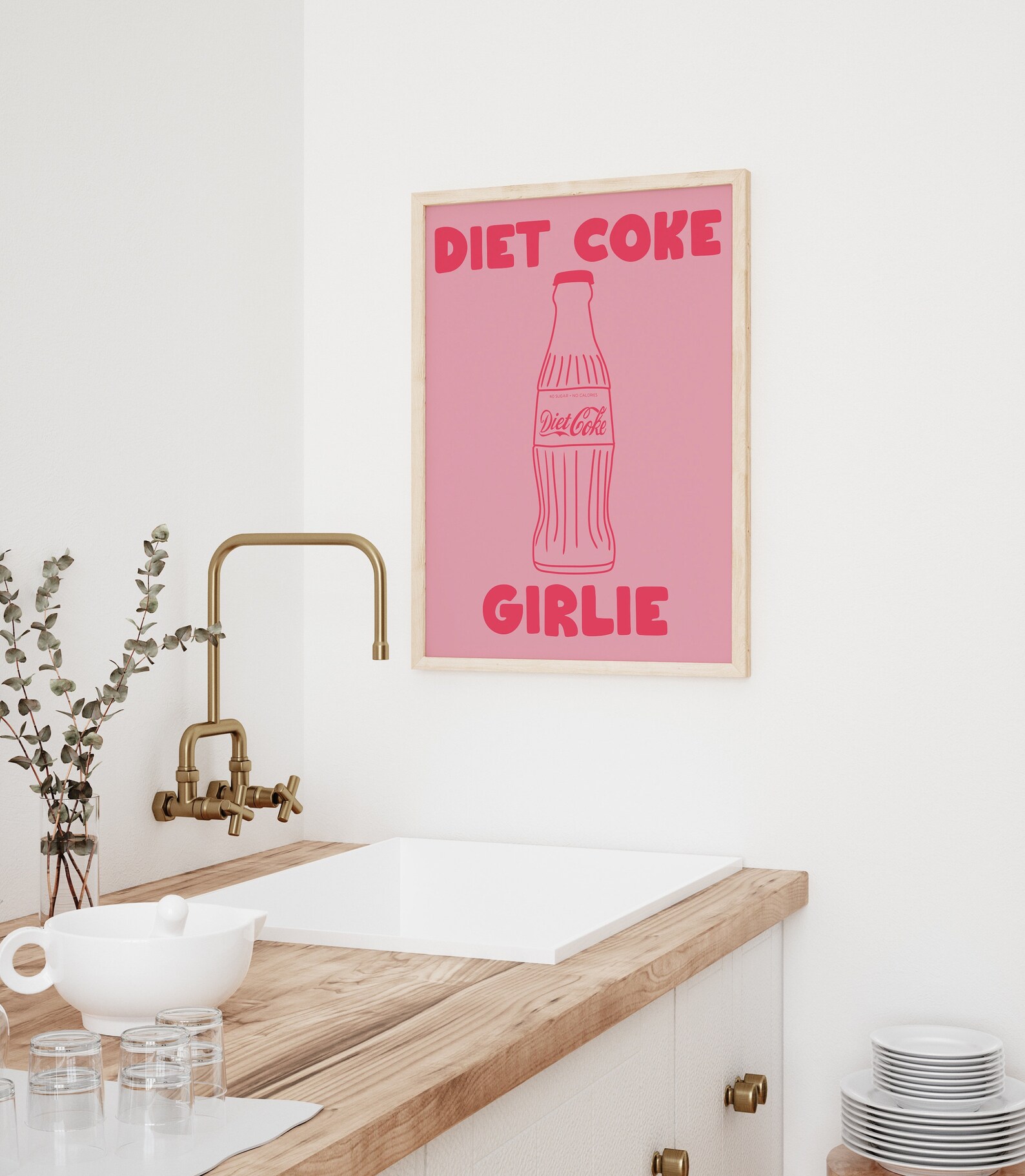 Diet Coke Girlie Print, Modern Typography Wall Art, Trendy Pink Poster ...