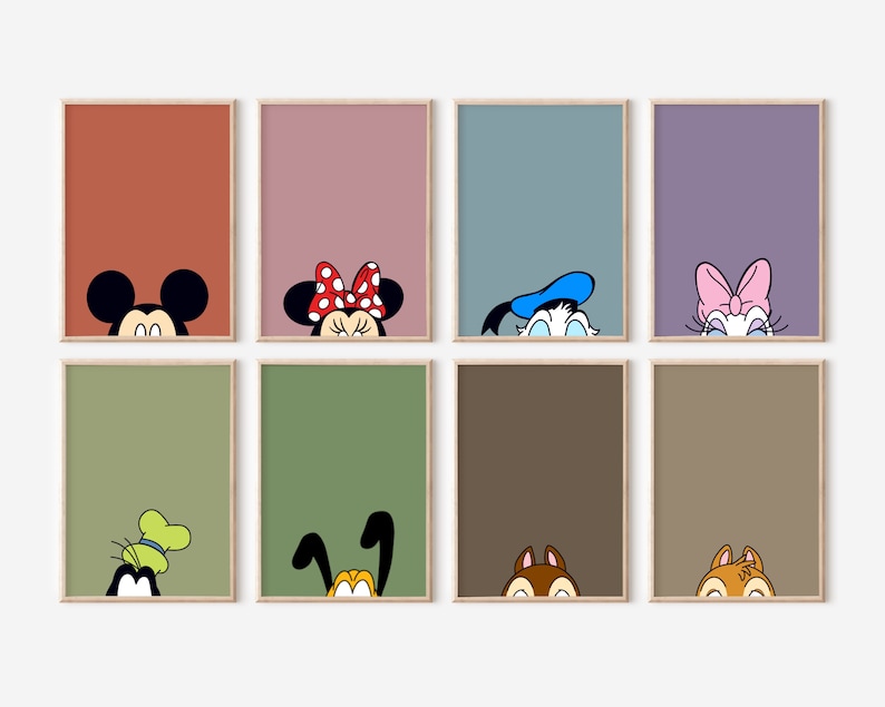 Mickey and Friends Print Wall Collage Kit Colourful Mickey - Etsy