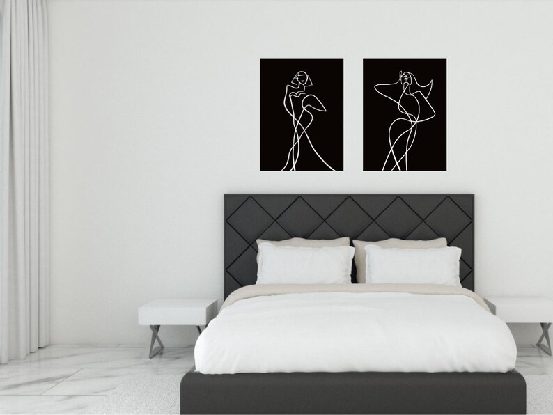 Black and White Minimalist Abstract Art Print Set of 2 Line - Etsy