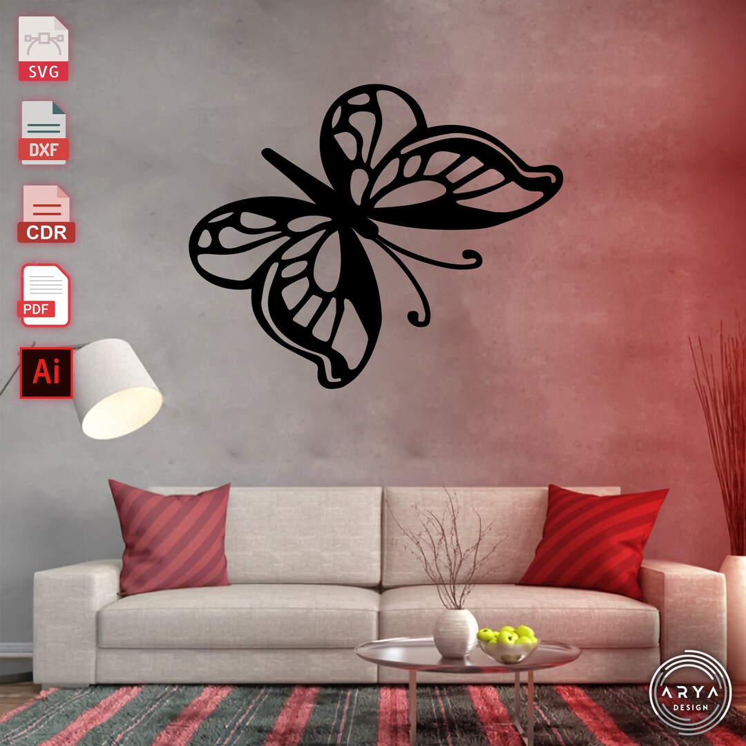 Custom Buterfly Metal Sign Laser Cut Svg Dxf Files Wall Sticker ...
