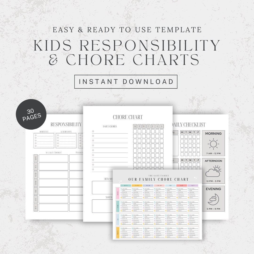 Kids Responsibility & Chore Charts - Etsy