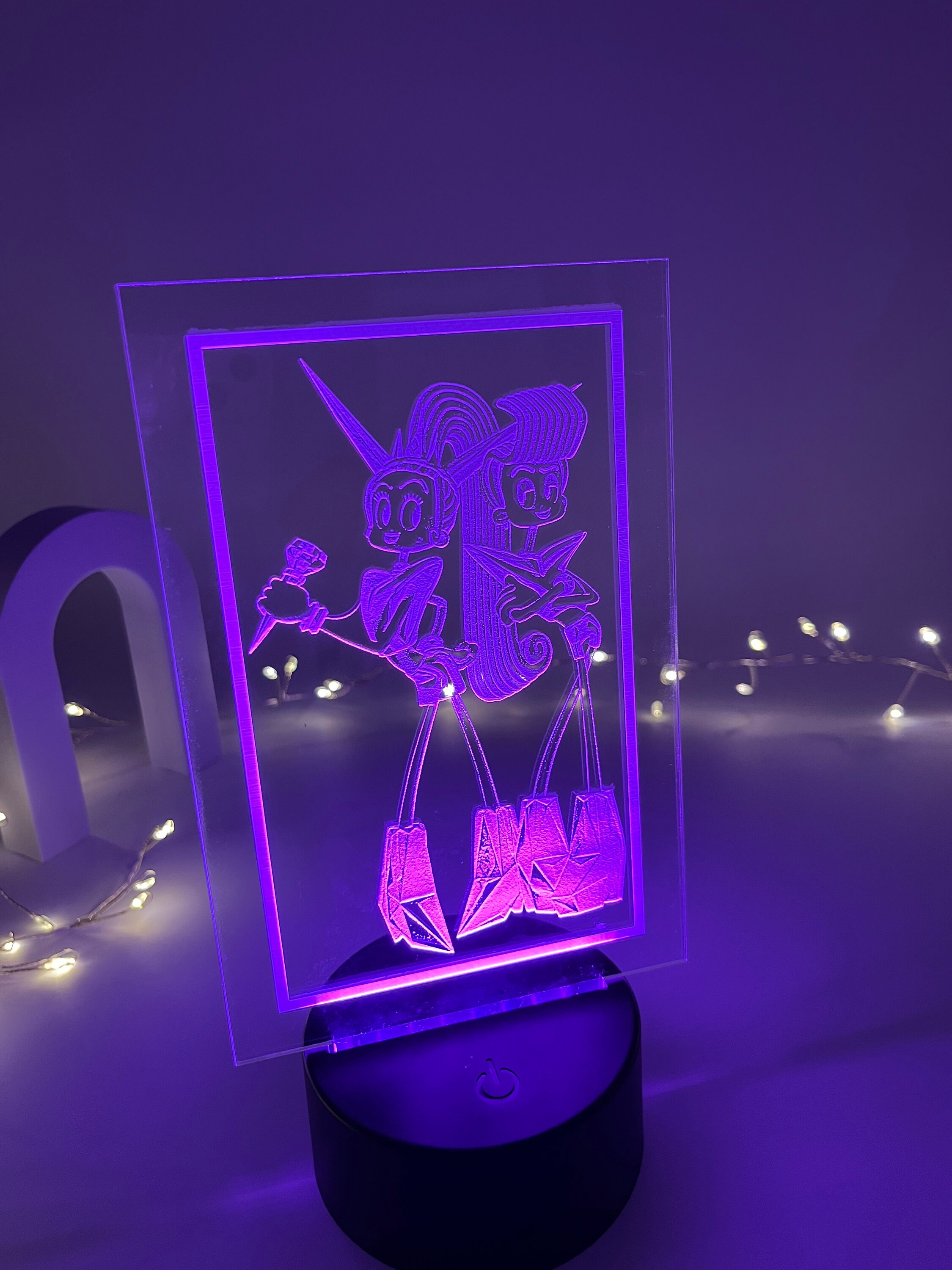 Trolls Pop Superstars Velvet and Veneer Light up Display Stand Acrylic ...