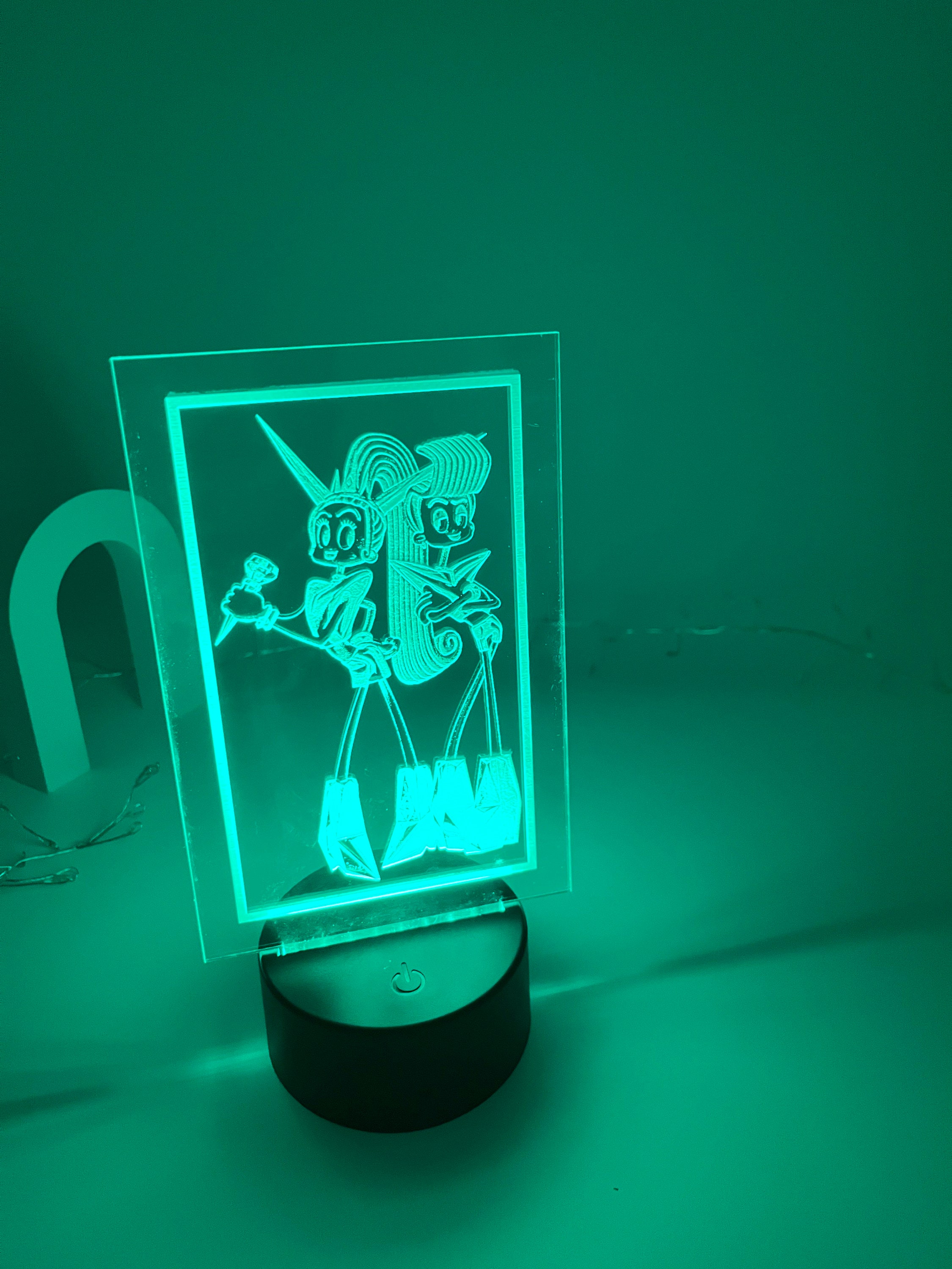 Trolls Pop Superstars Velvet and Veneer Light up Display Stand Acrylic ...