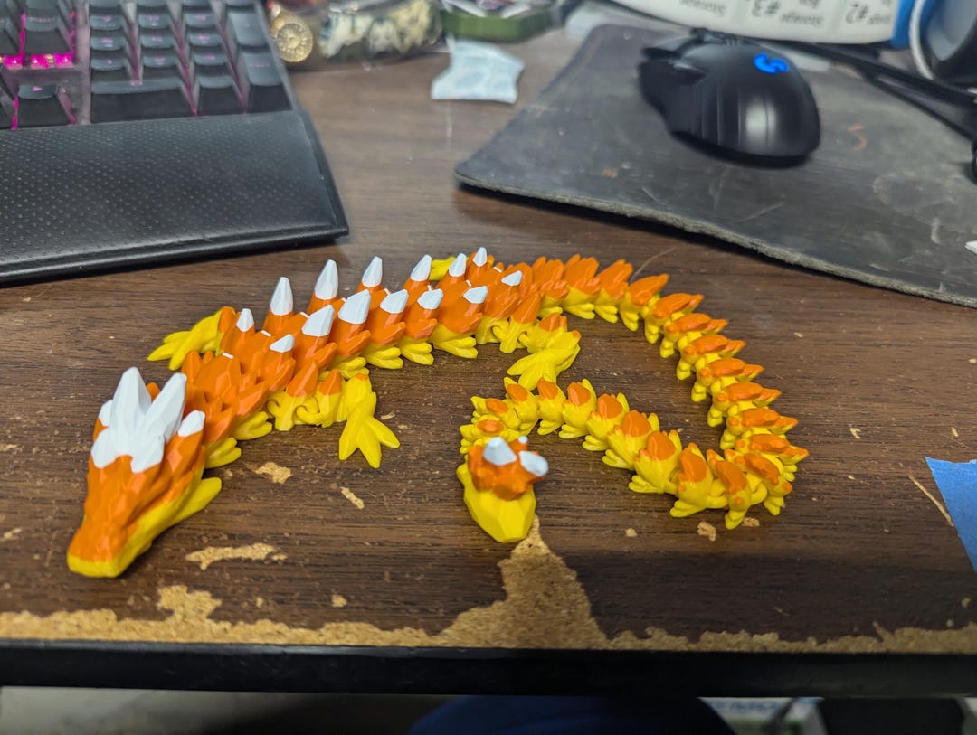 3D Printed Articulating Candy Corn Gemstone Dragon - Etsy