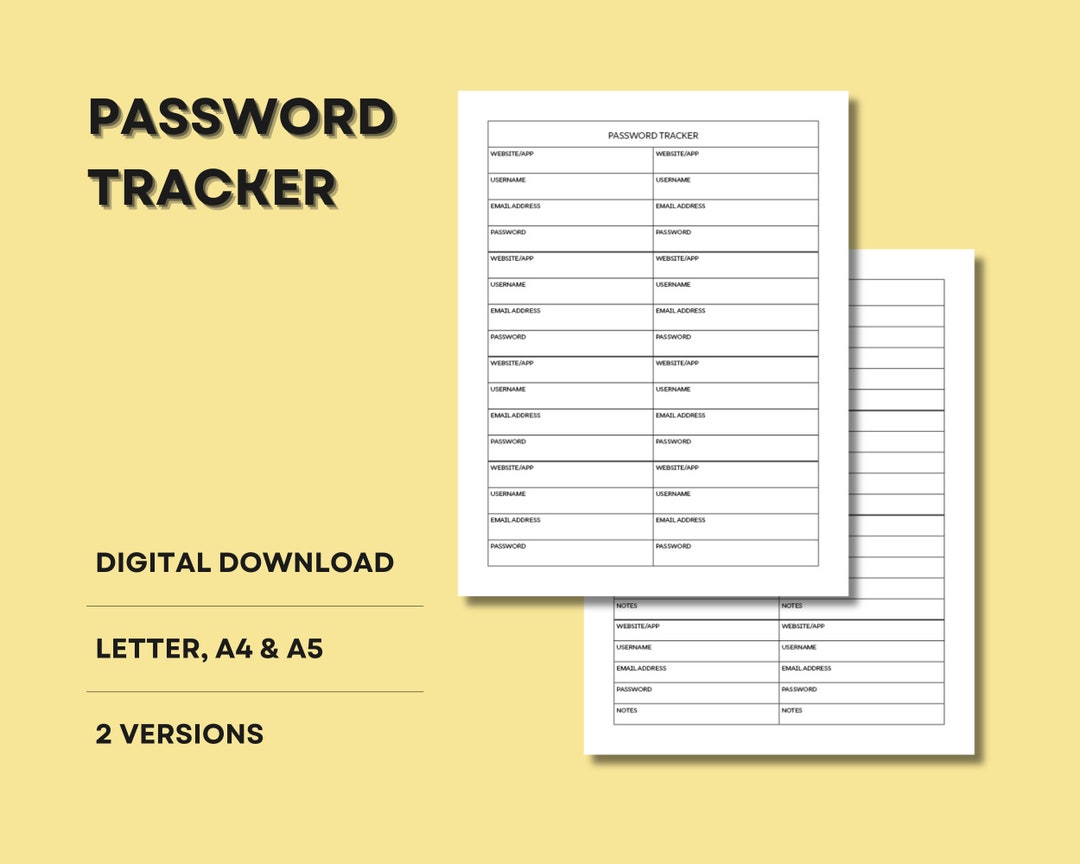 Printable Password Tracker, Password List Template, Password Keeper ...