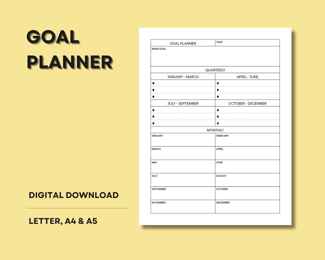 Printable Goal Planner, Goals Tracker, Goal Setting Planner, Personal ...