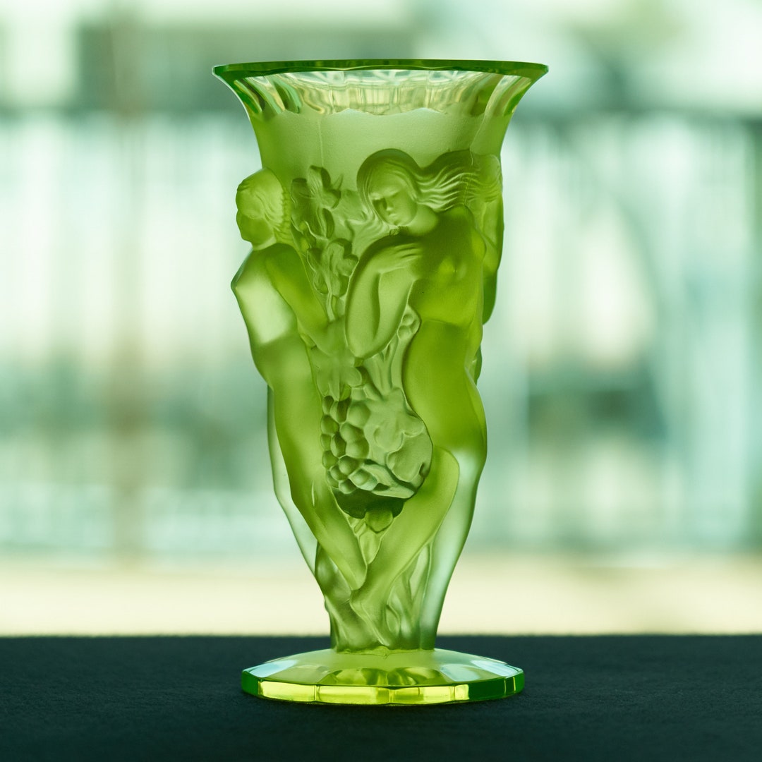 Vaseline Glass the Great Grape Harvest Vase Nude - Etsy