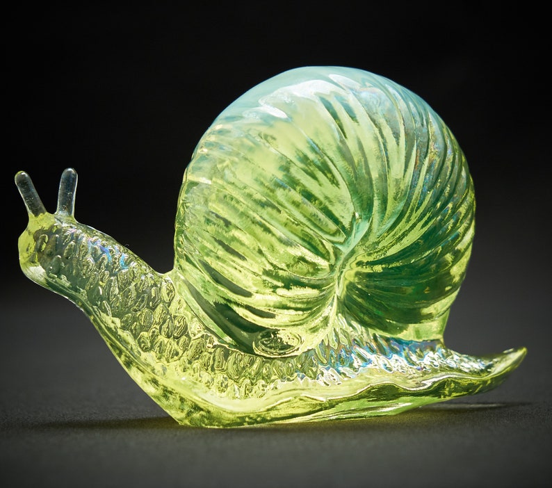 Fenton Vaseline Glass Snail Vintage Yellow Opalescent Uranium - Etsy
