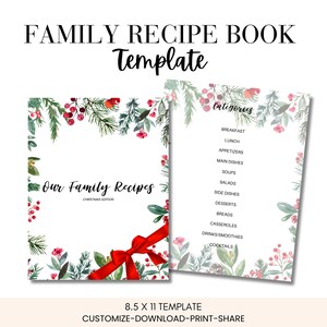 Family Recipe Book, Printable Recipe Book, Holiday Recipe Book ...