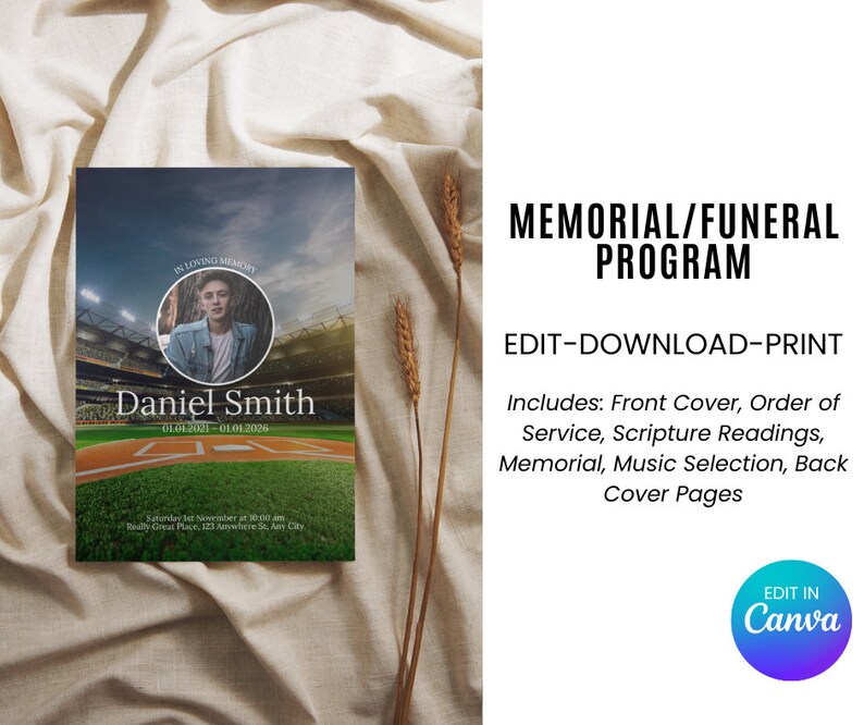 Editable Funeral Program Template Printable Funeral Program - Etsy