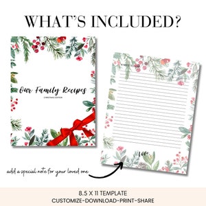 Family Recipe Book, Printable Recipe Book, Holiday Recipe Book ...