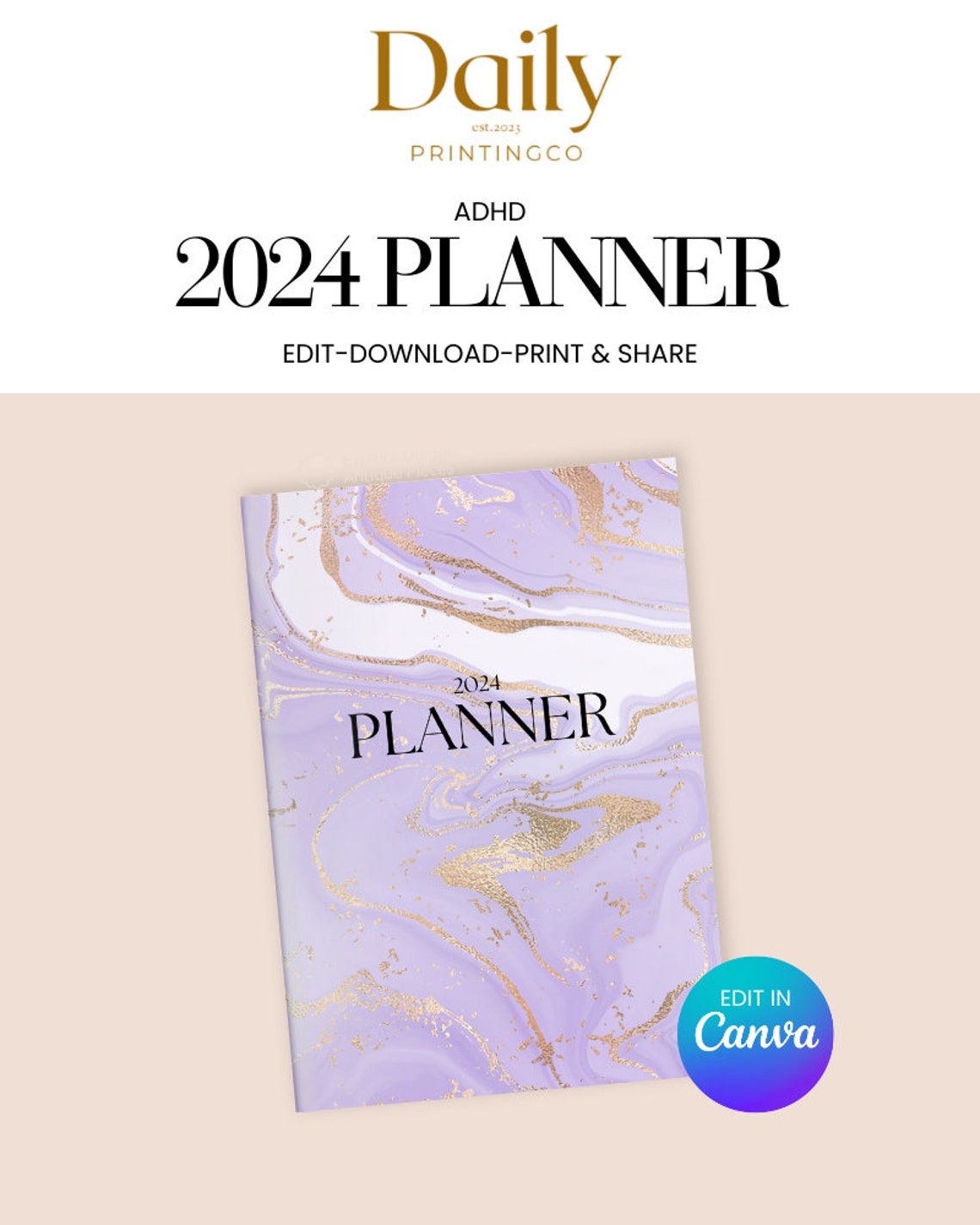 2024 Planner, Custom 2024 Planner, Editable Planner, Printable Planner ...