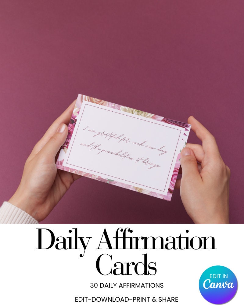 Daily Affirmation Cards, Printable Affirmation Cards, Digital Daily ...