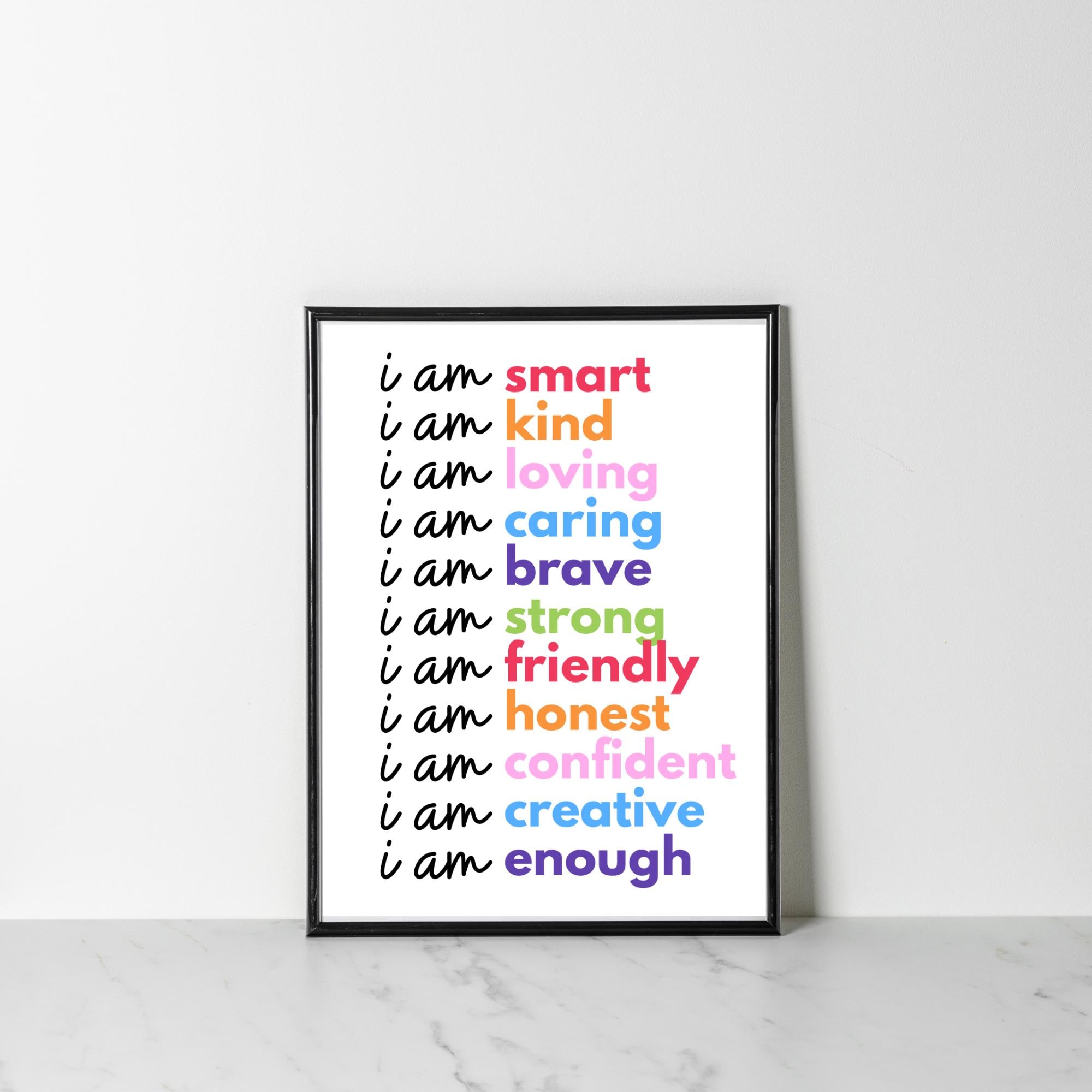 I AM Positive Affirmation Printable Wall Art: Kids Classroom Decor ...