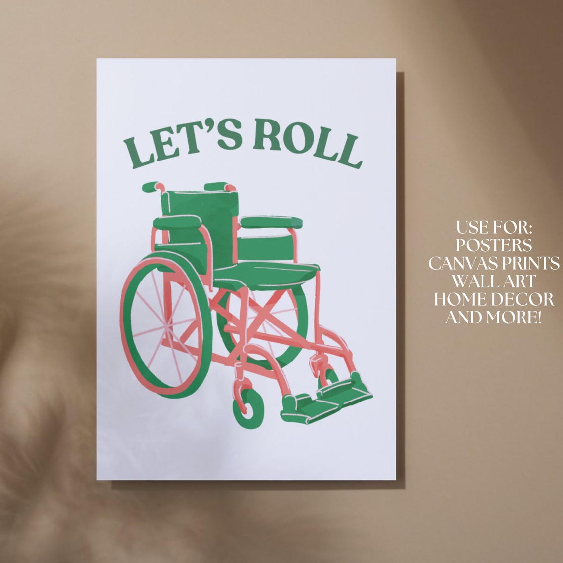 Funny Let's Roll Handicapped Wall Art, Wheelchair Wall Art, Sarcastic ...