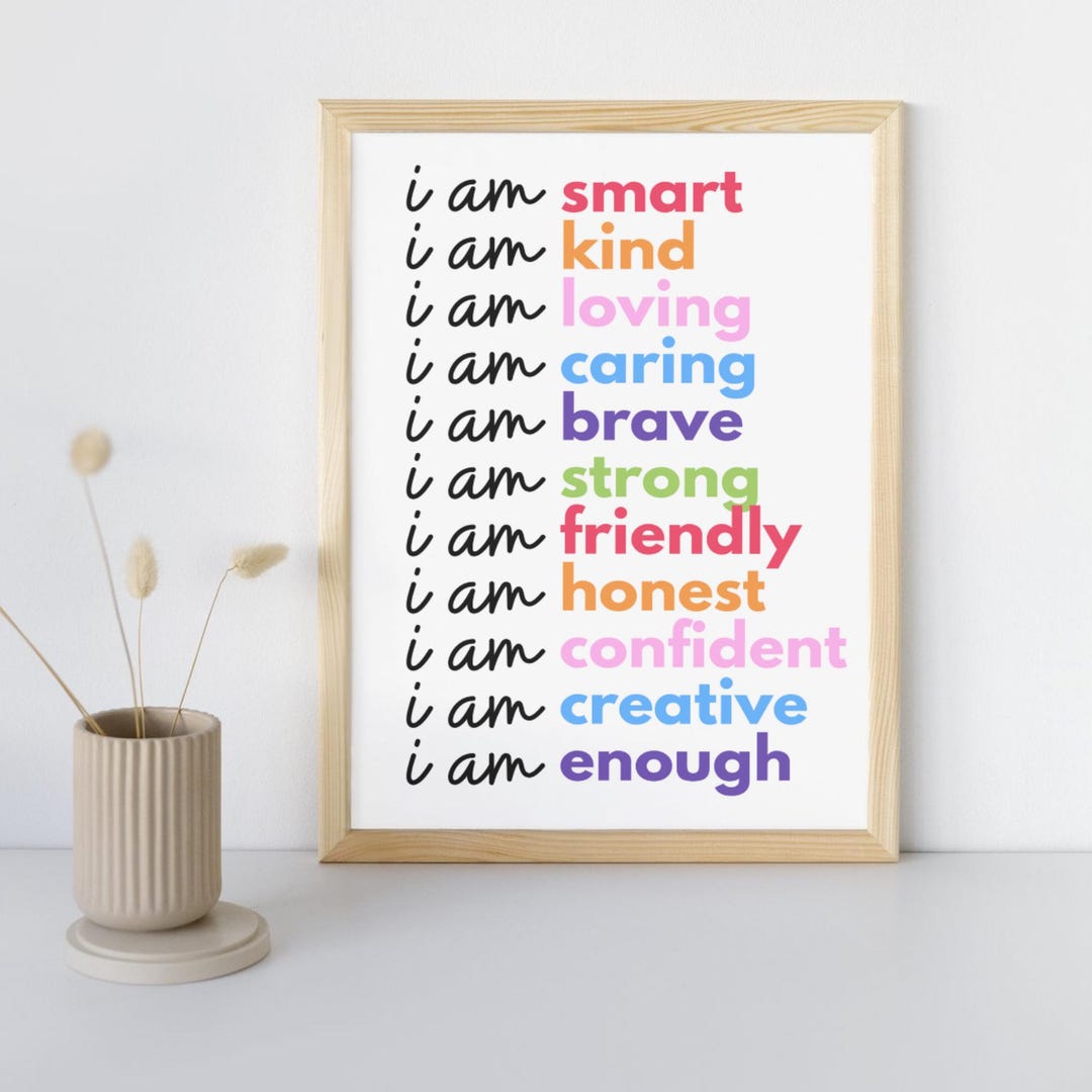 I AM Positive Affirmation Printable Wall Art: Kids Classroom Decor ...