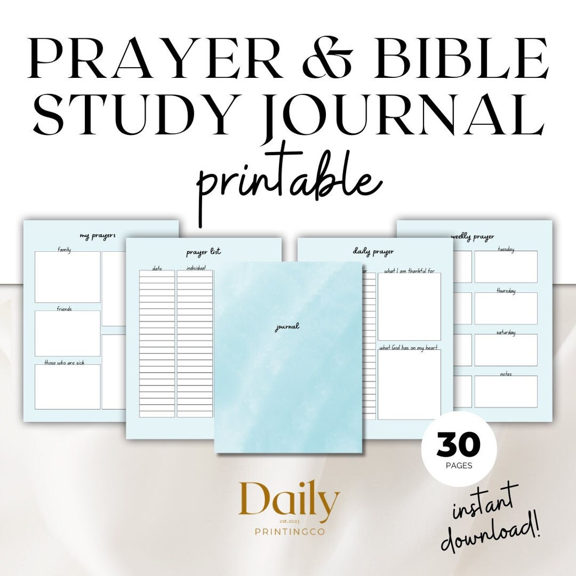 Printable Prayer Journal, Printable Bible Study Pages, Printable Bible ...
