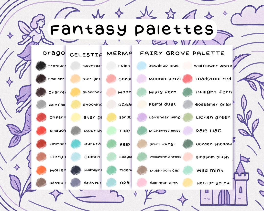 Procreate Color Palette Bundle: Fantasy Themes, 80 Swatches (digital ...