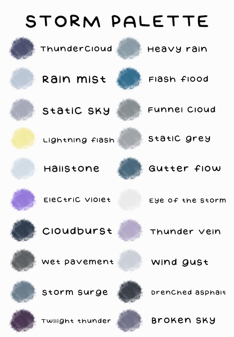 Procreate Color Palette Bundle: 60 Sky Swatches - Sunset, Storm, Clouds ...